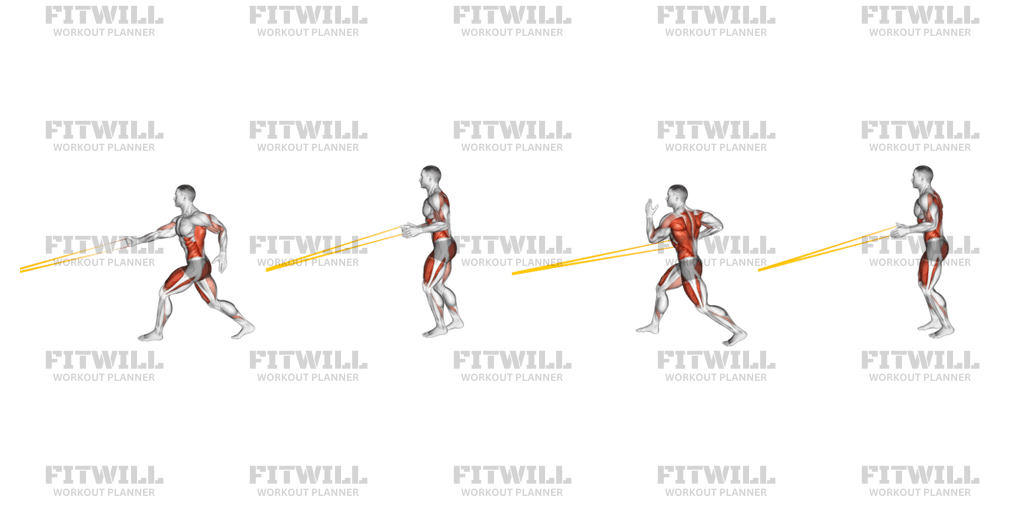 Resistance Band Split Jump With Single Arm Row: Exercise Guide ...