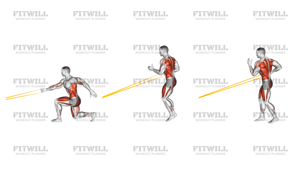 Resistance Band Jump Lunge With Single Arm Row: Exercise Guide ...