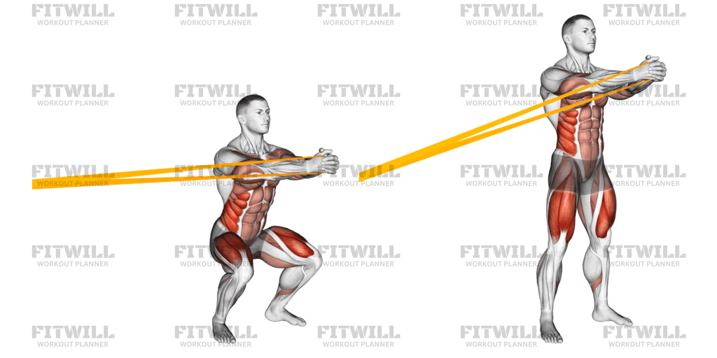 Resistance Band Squat With Horizontal Pallof Hold: Exercise Guide ...