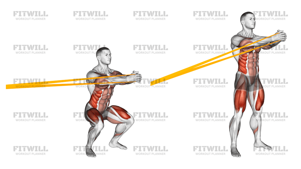 Resistance Band Squat With Horizontal Pallof Hold: Exercise Guide ...