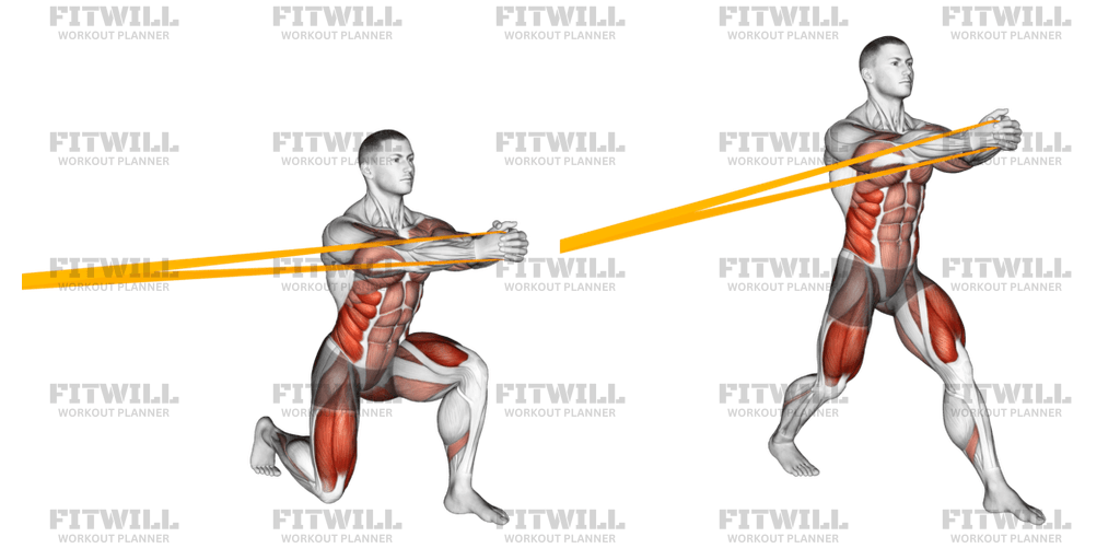 Resistance Band Split Squat With Horizontal Pallof Hold: Exercise Guide ...