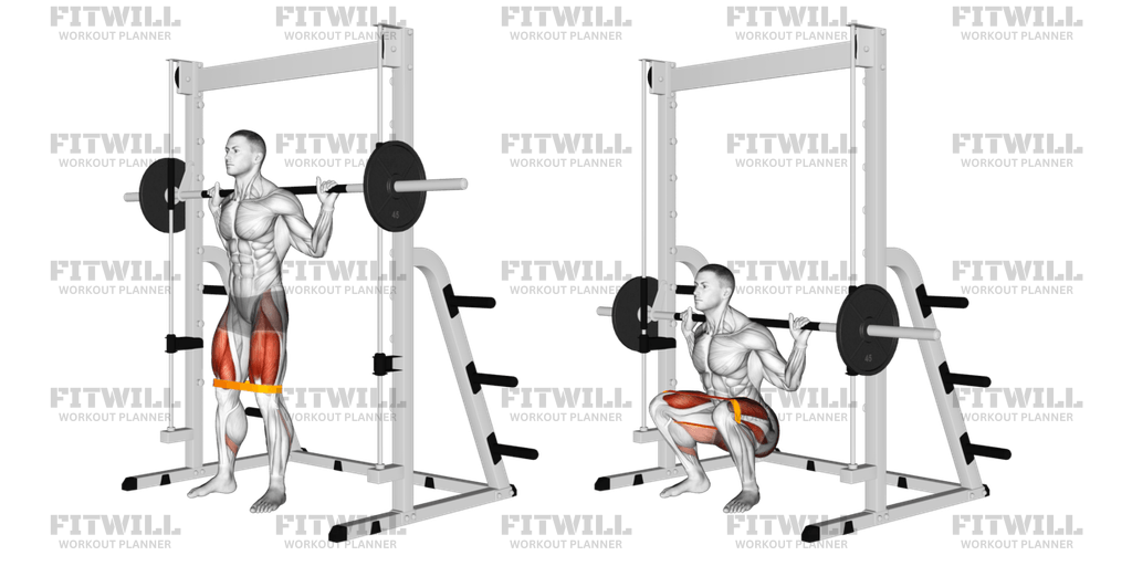 Resistance Band Smith Squat: Exercise Guide, Techniques, Benefits, How to, Muscles Worked, Tips ...