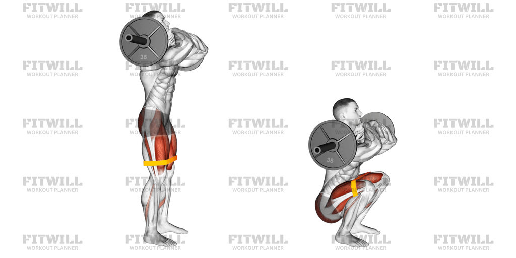 Barbell Front Chest Squat With Resistance Band: Exercise Guide ...