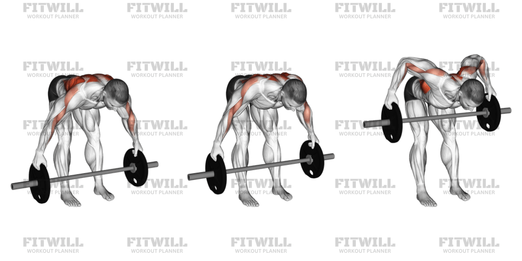 Remo Con Barra Inclinado Y Agarre Amplio Plus: Guía de Ejercicios ...