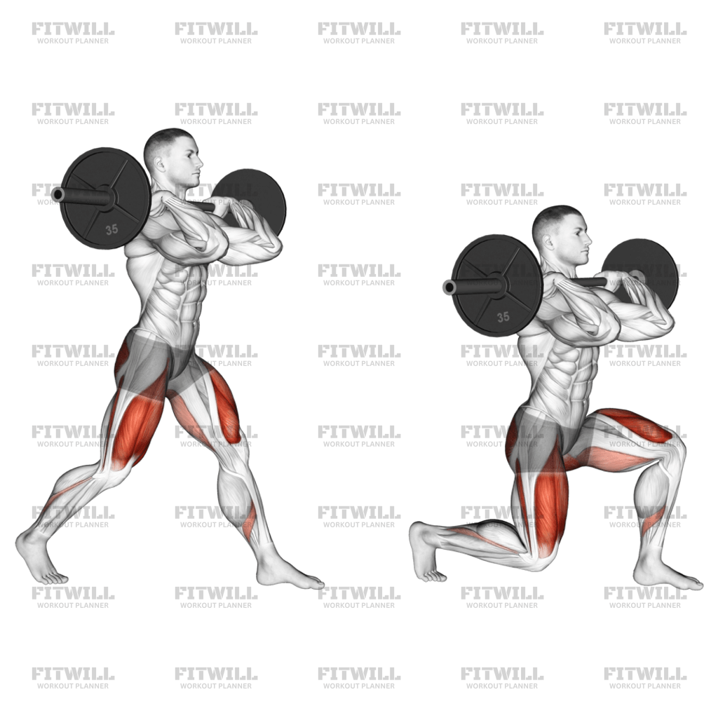 Zancada Búlgara Con Barra En Posición Frontal: Guía de Ejercicios ...