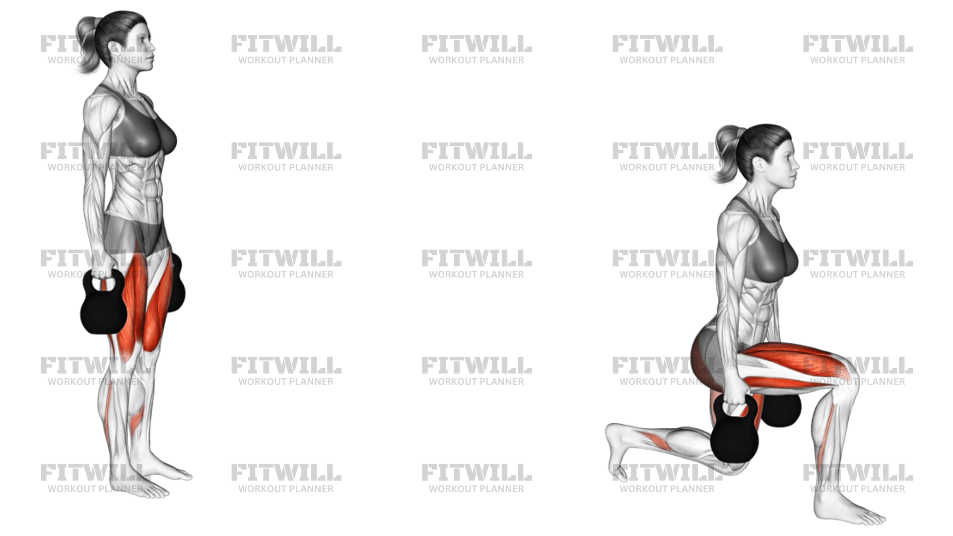 Kettlebell Forward Lunge: Exercise Guide, Techniques, Benefits, How to ...