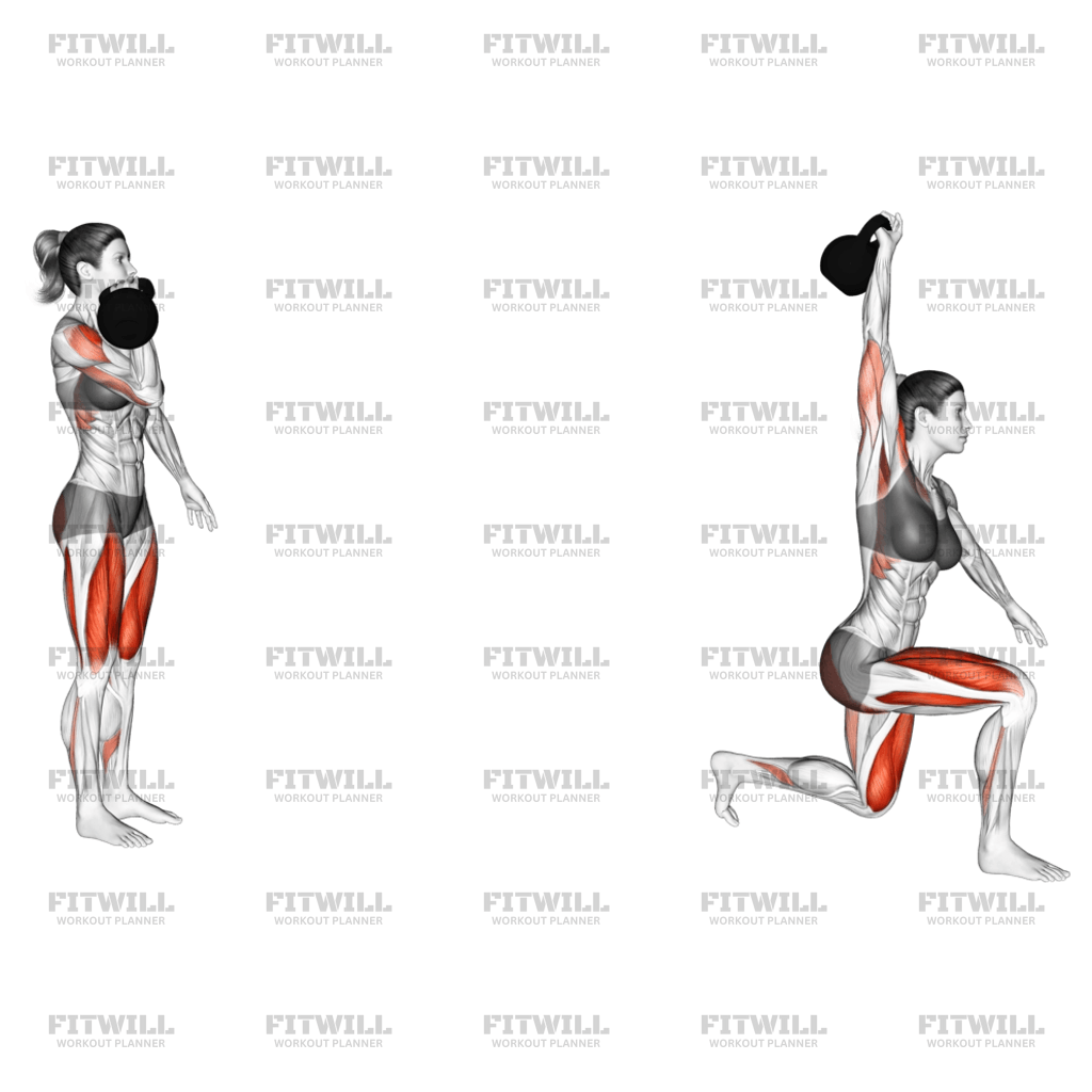 Kettlebell Forward Lunge And Press: Exercise Guide, Techniques, Benefits, How to, Muscles Worked ...