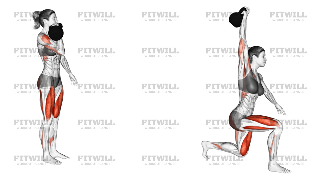 Kettlebell Forward Lunge And Press: Exercise Guide, Techniques, Benefits, How to, Muscles Worked ...