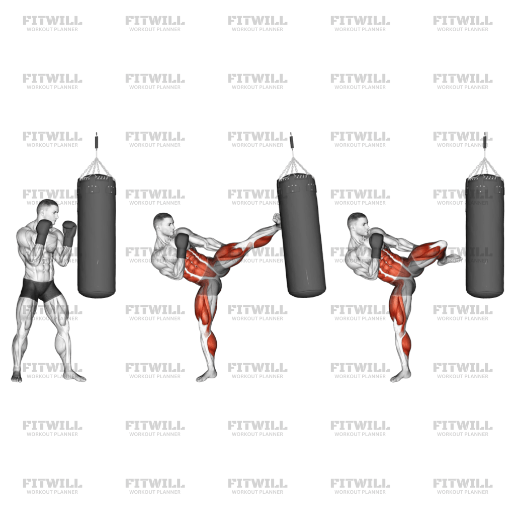 Hook Kick Kickboxing (with Boxing Bag): Exercise Guide, Video ...