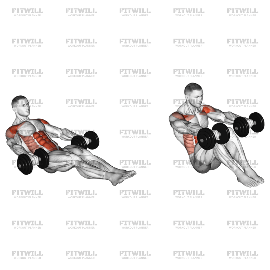 Dumbbell Seated Tuck Crunch On Floor: Exercise Guide, Techniques ...