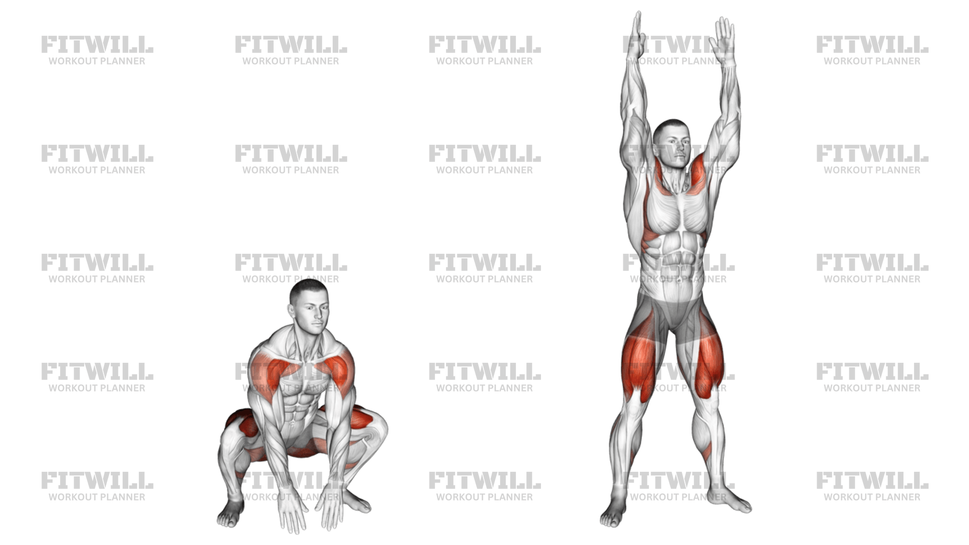 Bodyweight Full Squat With Overhead Press: Exercise Guide, Video ...