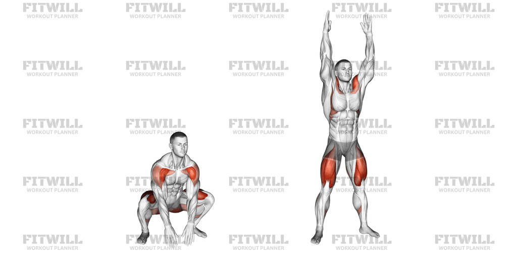 Bodyweight Full Squat With Overhead Press: Exercise Guide, Video ...