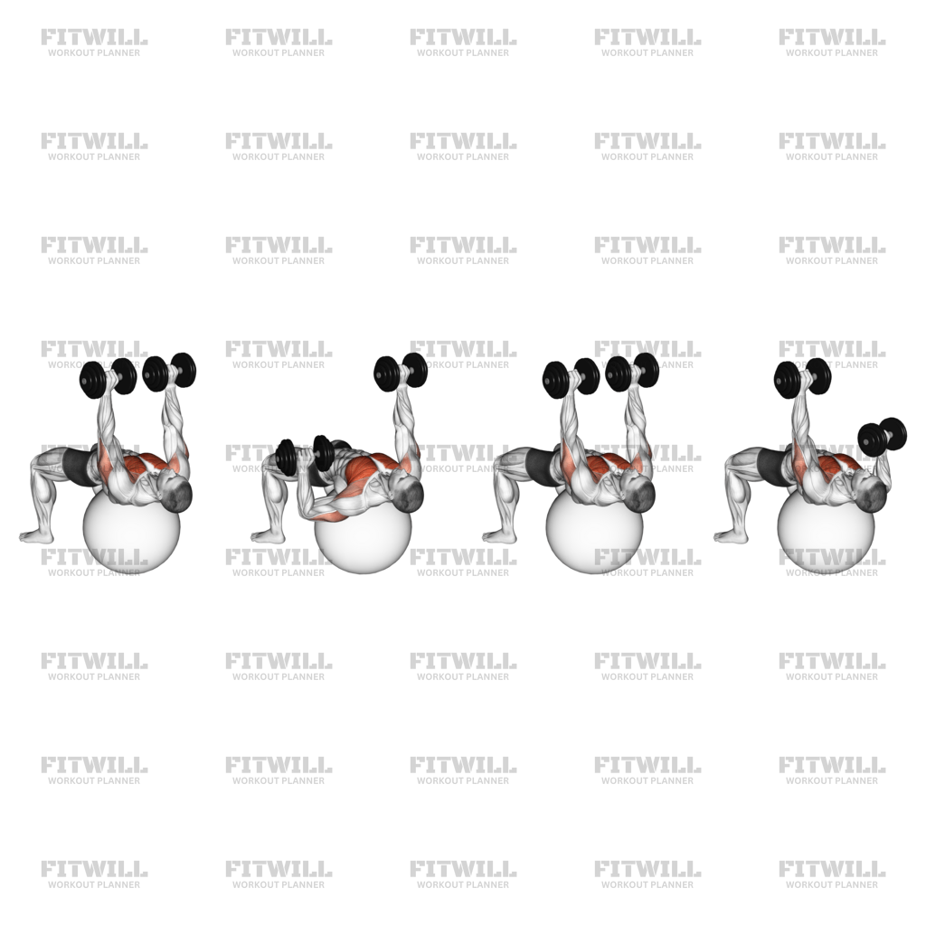 Dumbbell Alternate Chest Press On Stability Ball: Exercise Guide ...