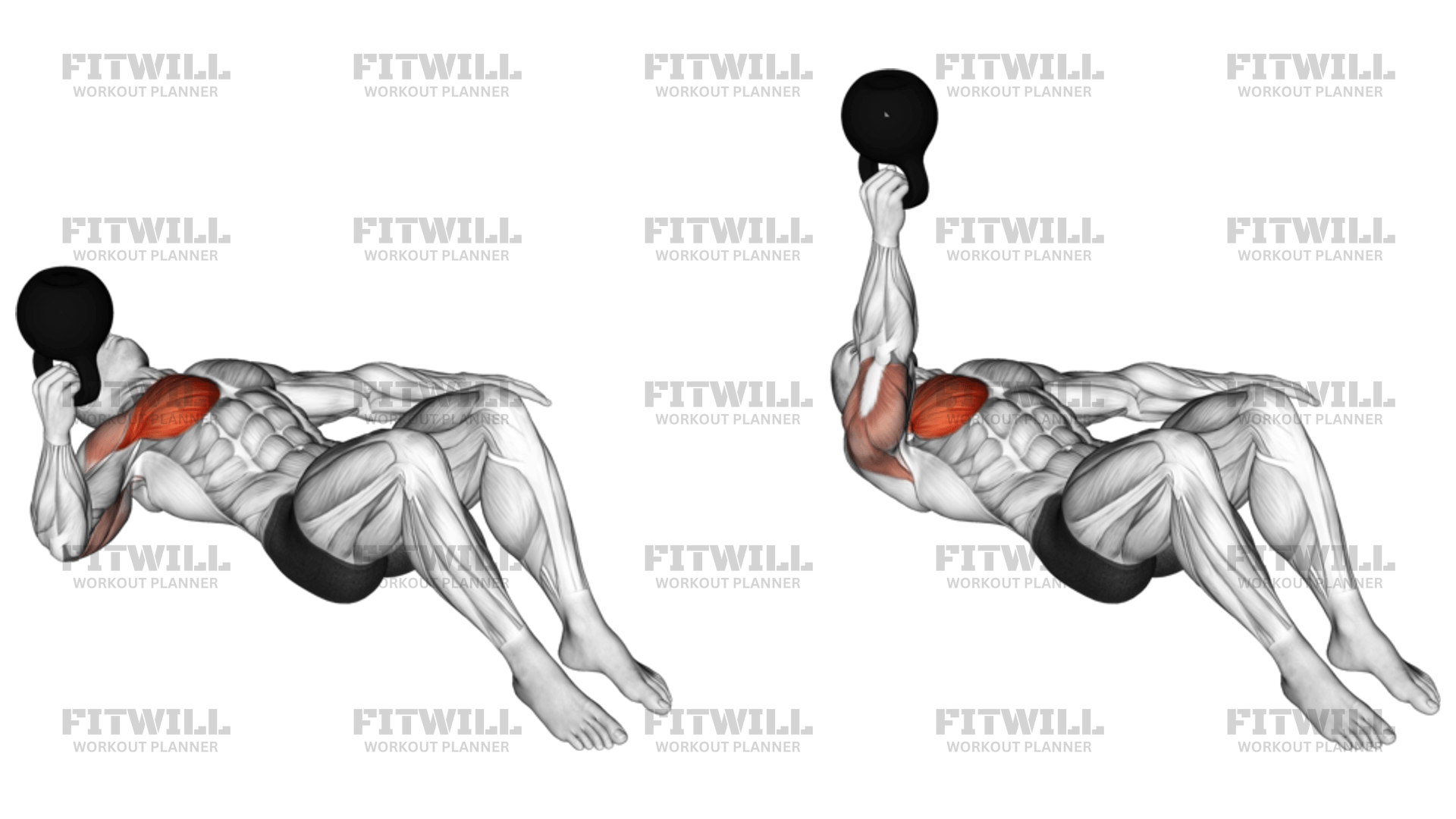 Kettlebell Lying On Floor Single Arm Bottoms-up Chest Press: Exercise Guide, Techniques ...