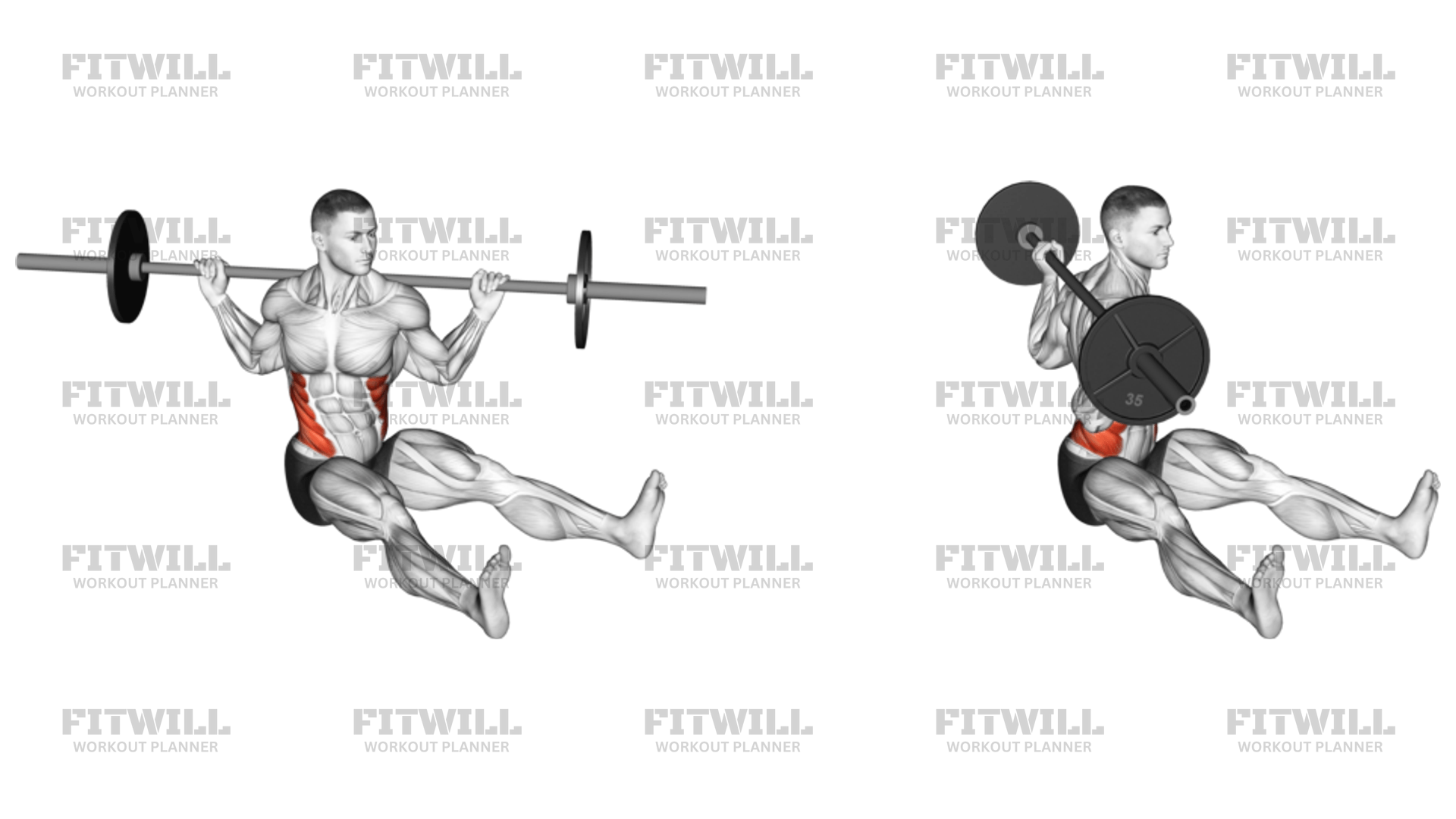 Barbell Sitting On Floor Oblique Twist: Exercise Guide, Techniques ...