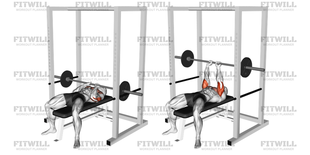 Barbell Pin Close Grip Bench Press: Exercise Guide, Techniques ...