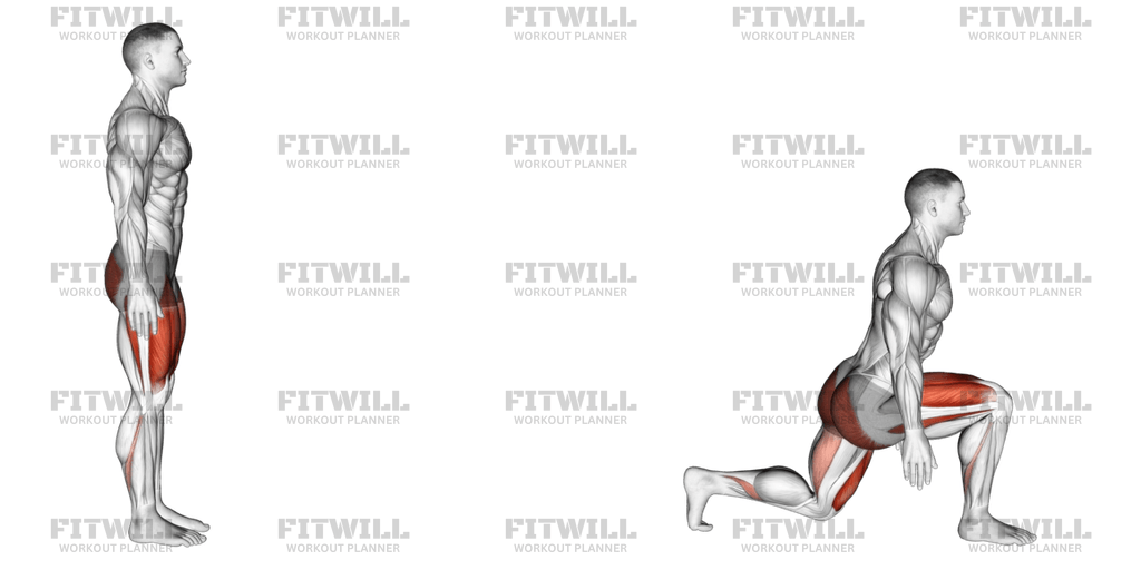Bodyweight Forward Lunge (Hinge At Hips): Exercise Guide, Techniques ...