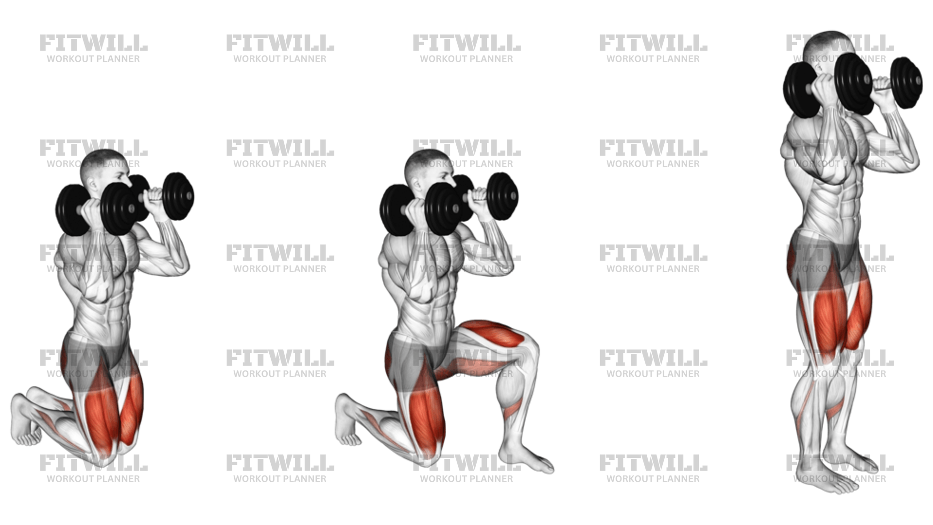 Dumbbell Kneeling Hold To Stand Clean Grip: Exercise Guide, Video ...