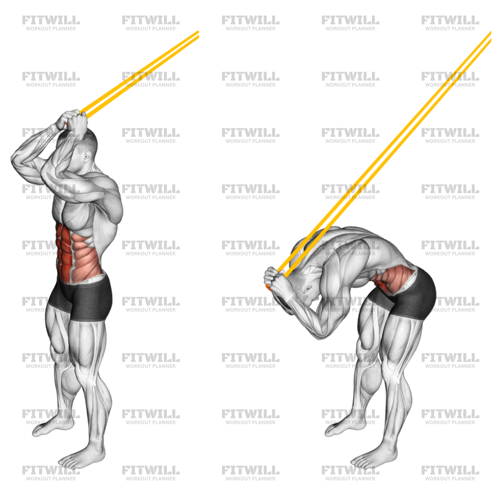 Resistance Band Standing Ab Crunch Exercise Guide Techniques Benefits How To Muscles Worked