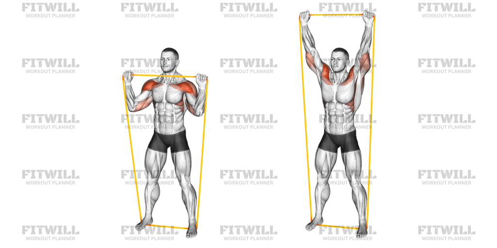 Resistance Band Overhead Shoulder Press: Exercise Guide, Video ...