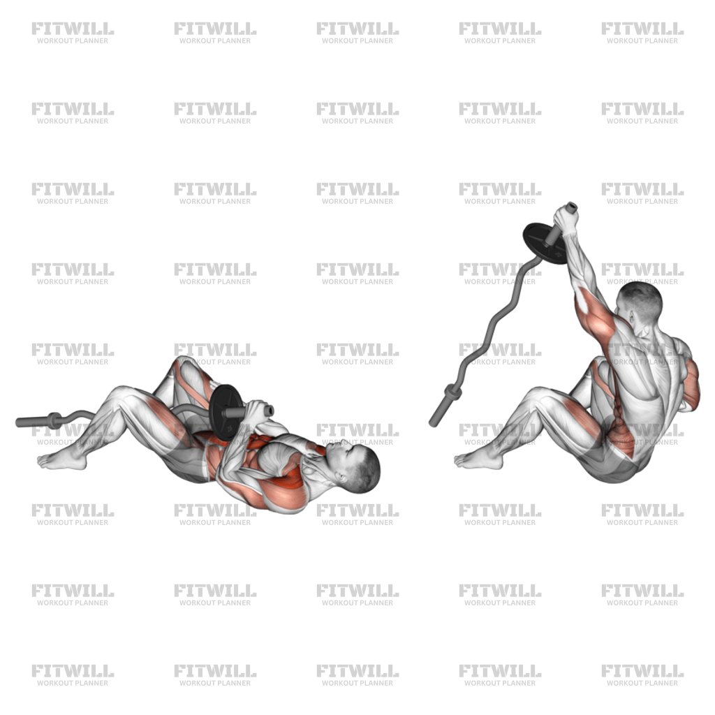 EZ-Bar Shoulder Press Sit-up: Exercise Guide, Techniques, Benefits, How to, Muscles Worked, Tips ...