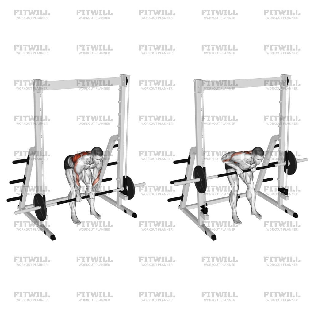 Smith Bent Over Narrow Pronated Grip Row: Exercise Guide, Techniques ...