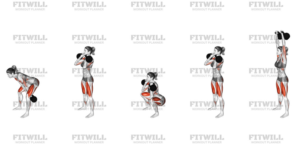 Kettlebell Swing Clean Grip Front Squat Overhead Press: Exercise Guide ...
