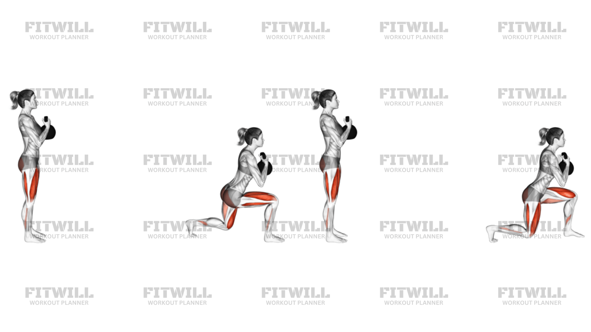 Kettlebell Forward Lunge (VERSION 2): Exercise Guide, Techniques ...