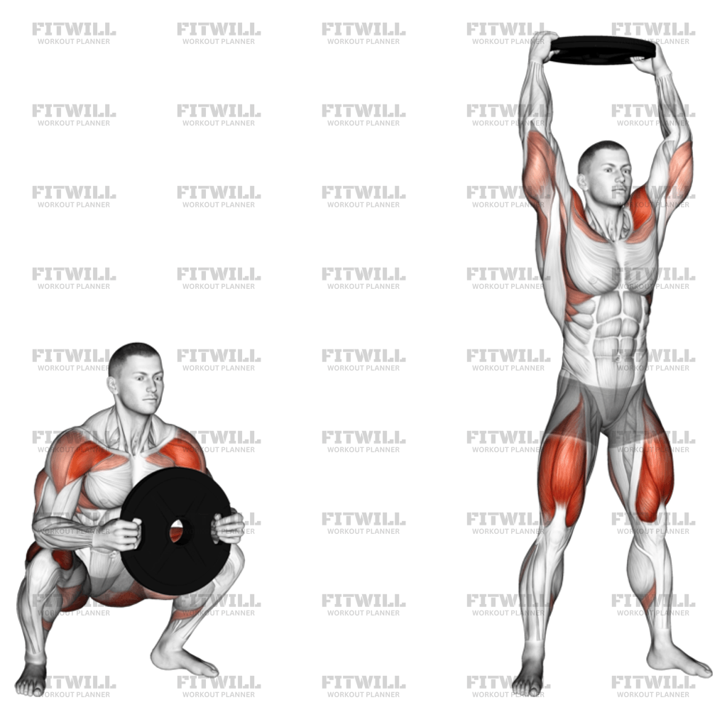 Weighted Full Squat With Overhead Press: Exercise Guide, Techniques ...