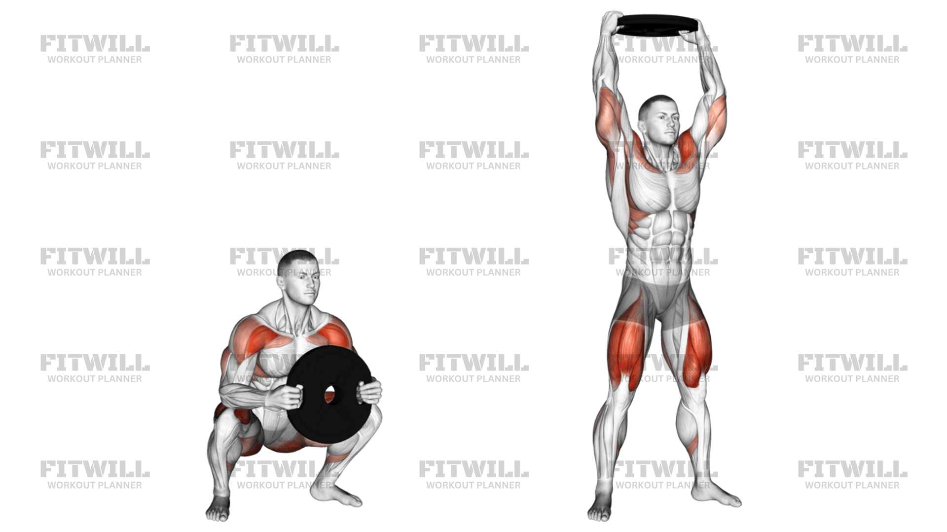 Weighted Full Squat With Overhead Press: Exercise Guide, Techniques ...