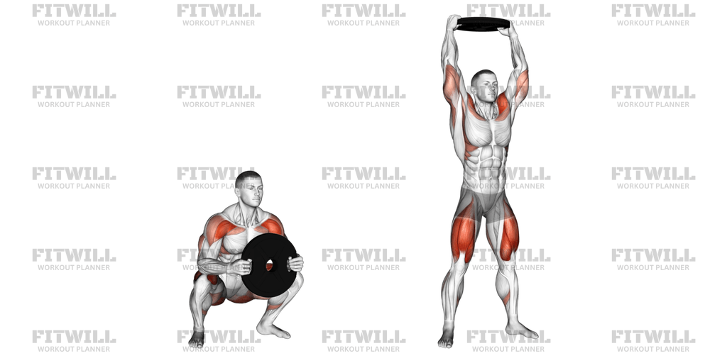 Weighted Full Squat With Overhead Press: Exercise Guide, Techniques ...