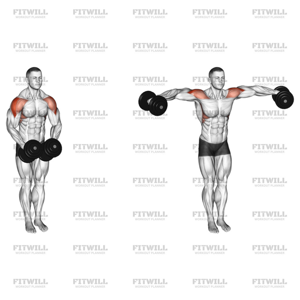 Dumbbell Standing Bent Arm Lateral Raise: Exercise Guide, Video ...