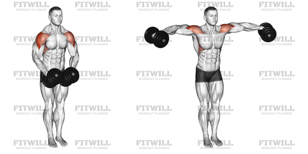 Dumbbell Standing Bent Arm Lateral Raise: Exercise Guide, Video ...