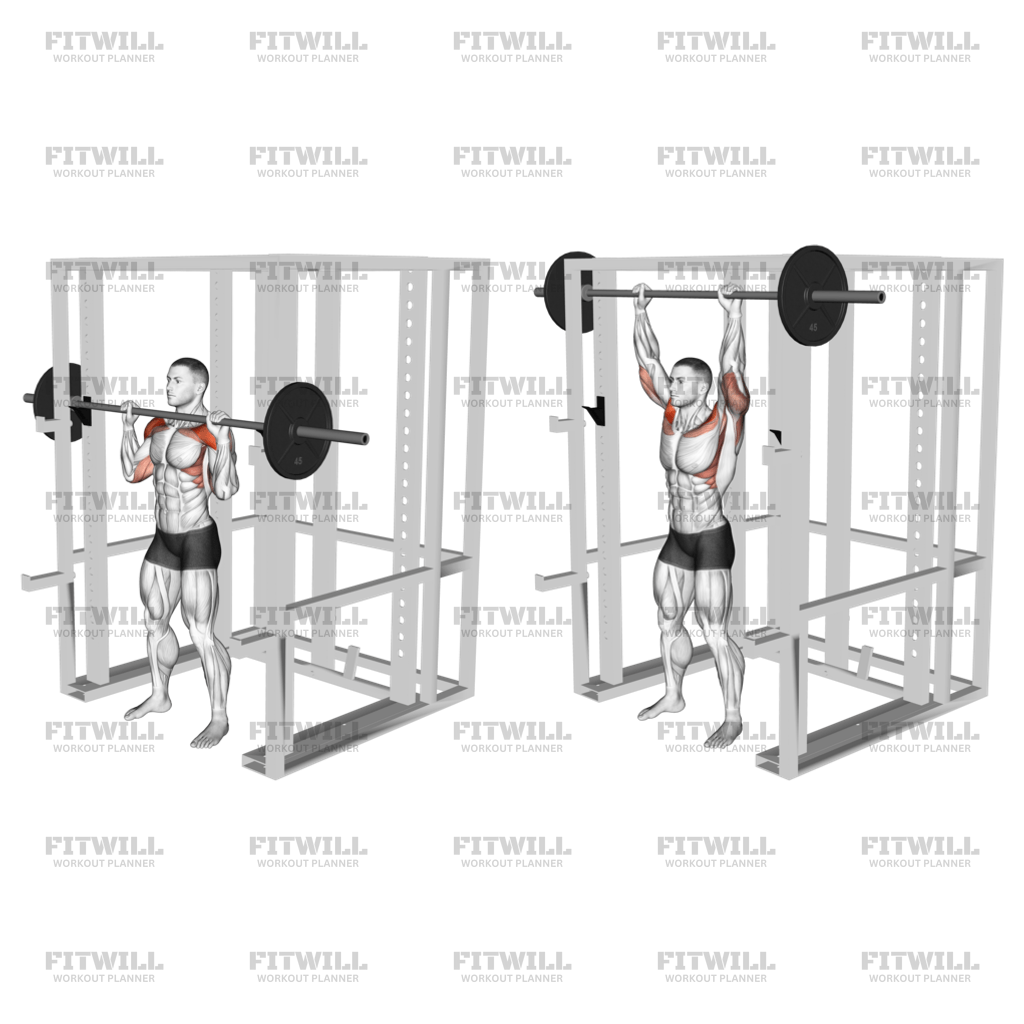 Barbell Standing Shoulder Pin Press: Exercise Guide, Techniques ...