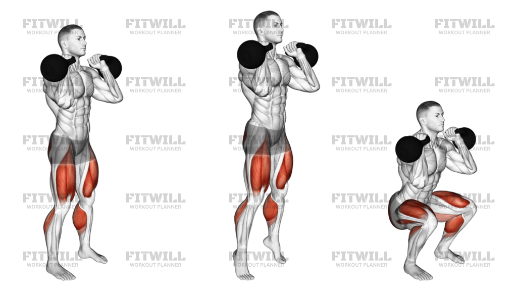 Kettlebell Calf Raise And Front Squat: Exercise Guide, Video ...