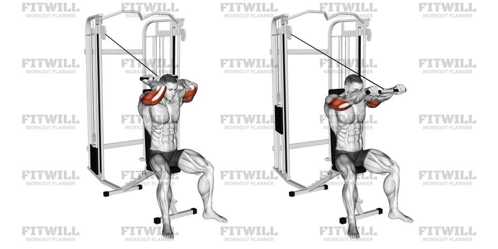 Cable Seated High Pulley Overhead Triceps Extension: Exercise Guide ...