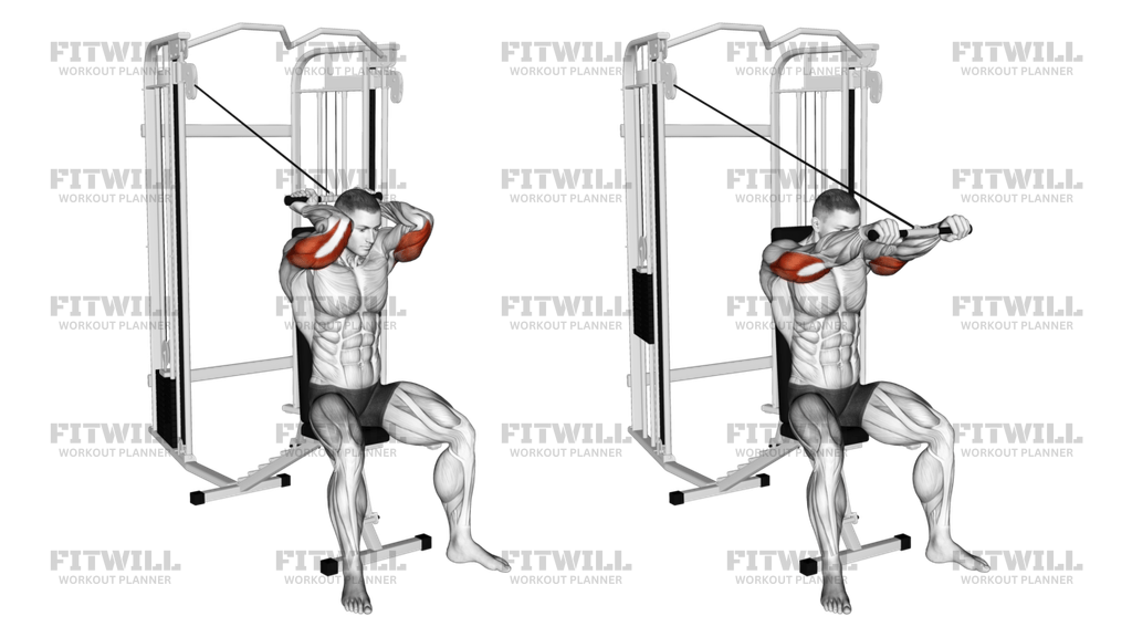Cable Seated High Pulley Overhead Triceps Extension: Exercise Guide ...