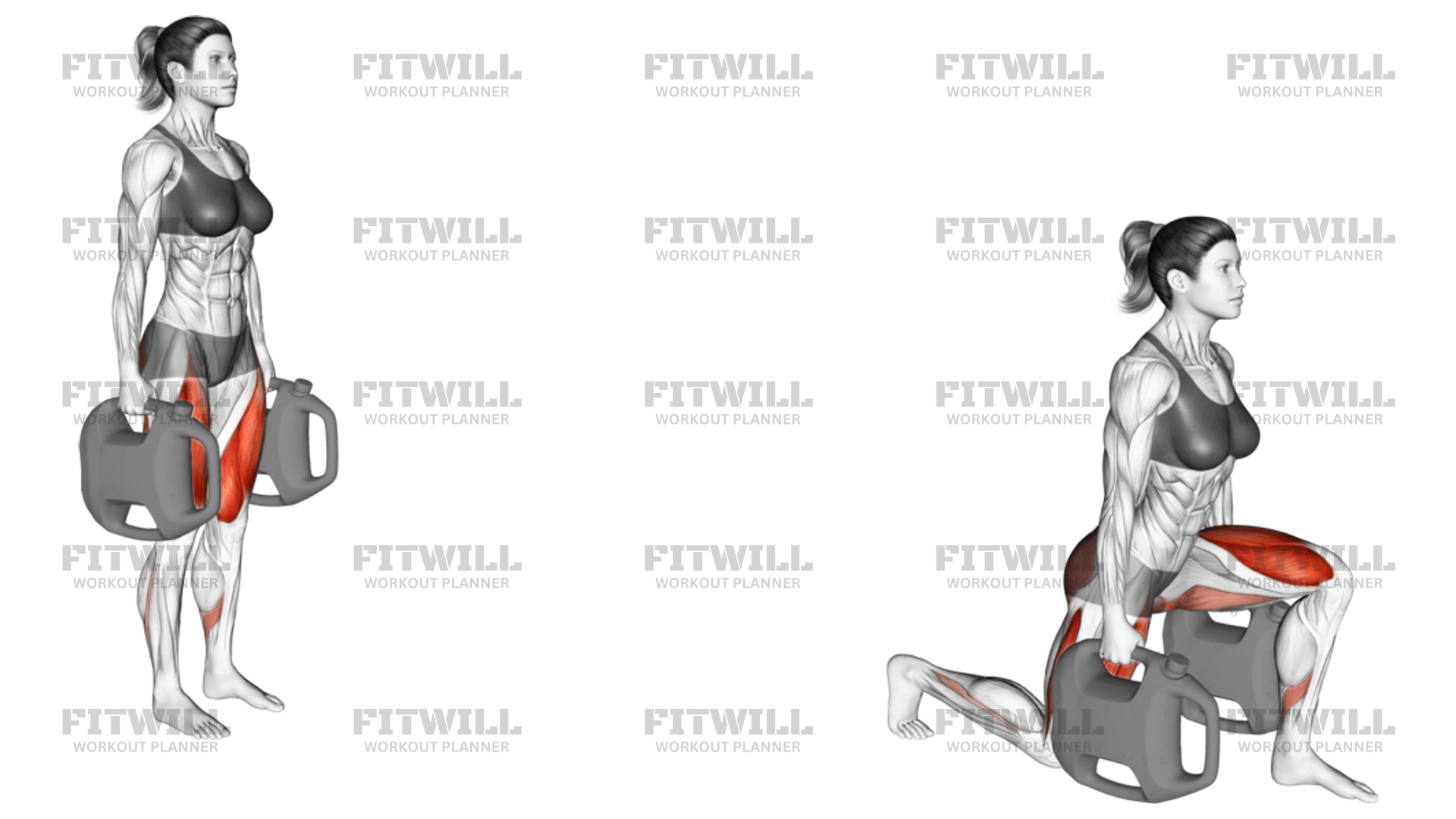 Bottle Weighted Forward Lunge: Exercise Guide, Video, Techniques ...