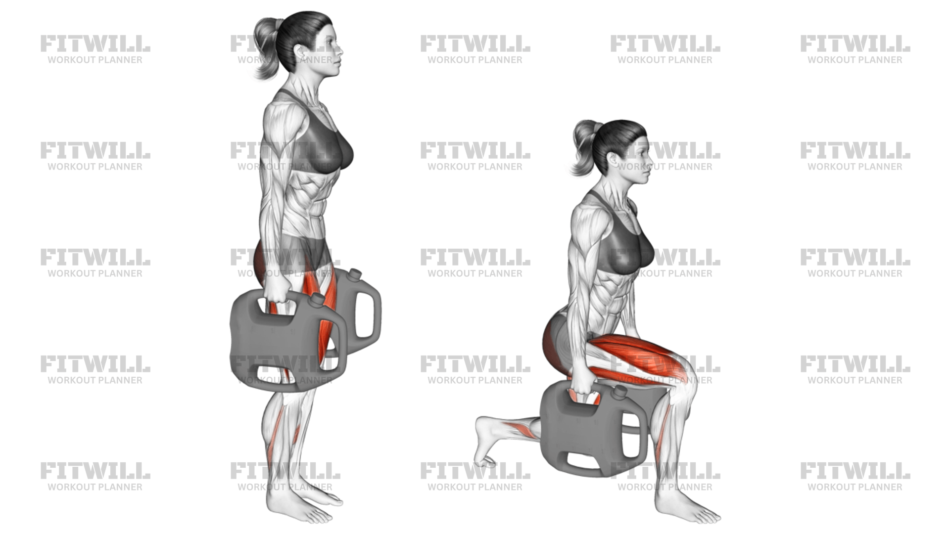 Bottle Weighted Rear Lunge: Exercise Guide, Video, Techniques, Benefits ...