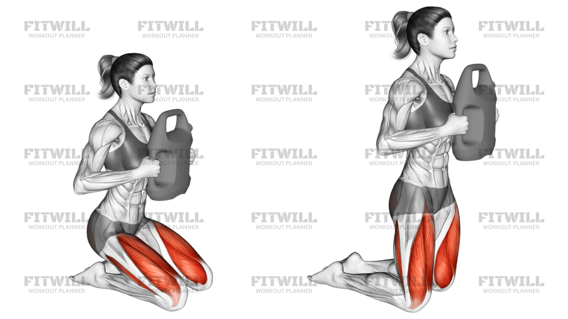 Bottle Weighted Kneeling Squat: Exercise Guide, Video, Techniques ...