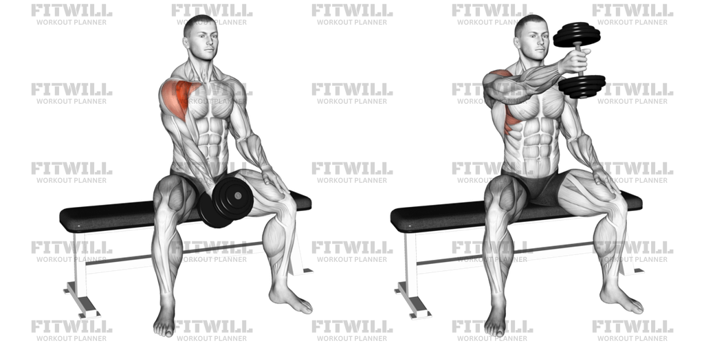 Dumbbell Seated Single Arm Front Raise: Exercise Guide, Video ...