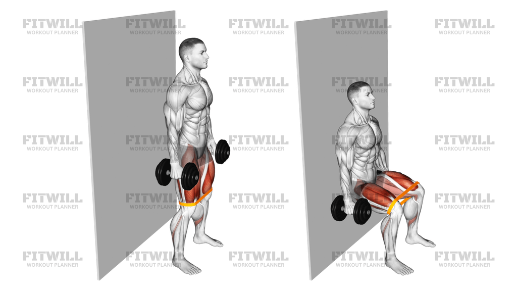 Dumbbell Banded Wall Sit: Exercise Guide, Video, Techniques, Benefits ...
