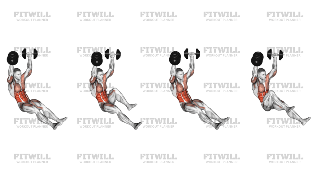 Dumbbell Seated Military Hold Alternate Leg Raise On Floor: Exercise ...