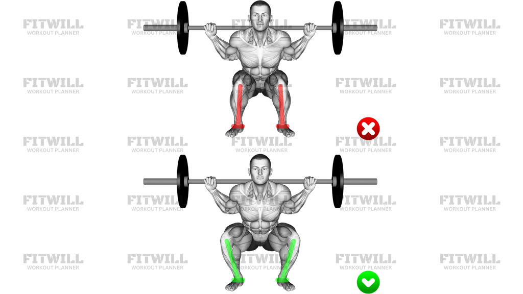 Barbell Squat - Knees - End position (WRONG-RIGHT): Guide, Techniques ...